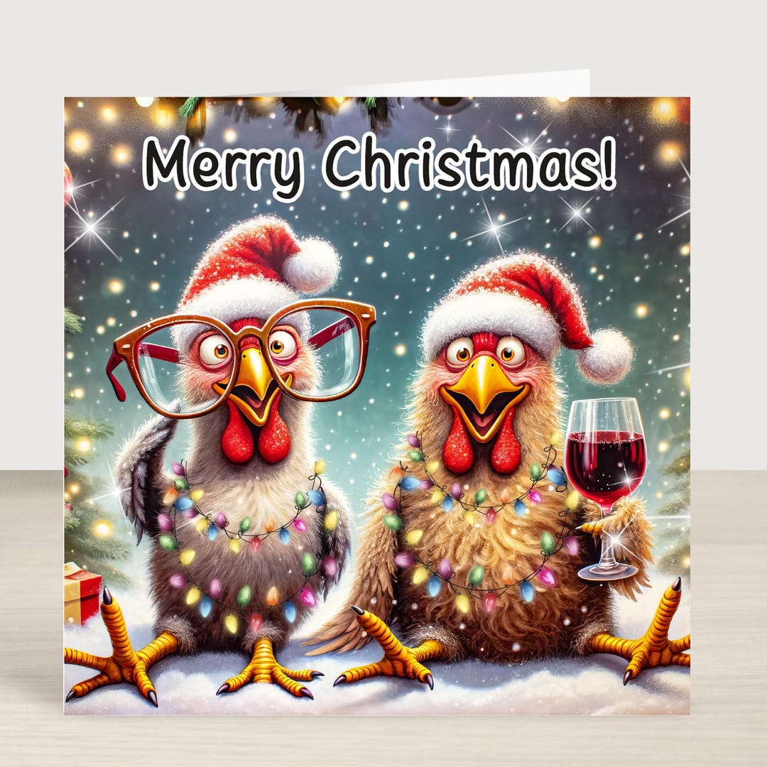 Funny Chicken Christmas Card Pack of 3,5,10,merry Christmas Funny ...