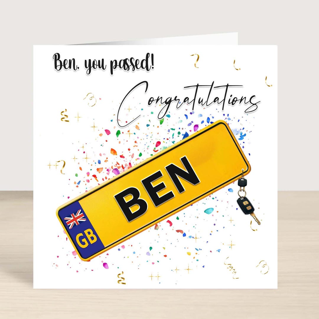 Personalised Driving Test Card, Passed Driving Test, for Him Her, Any ...