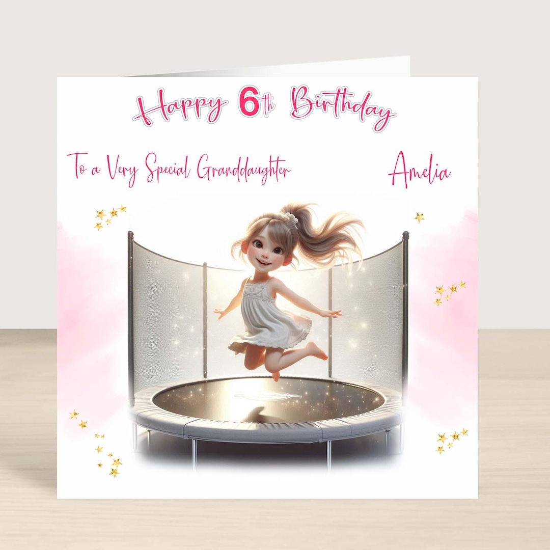Trampoline Birthday Card for Girls, 3rd, 4th, 5th, 6th,7th,8th Daughter ...