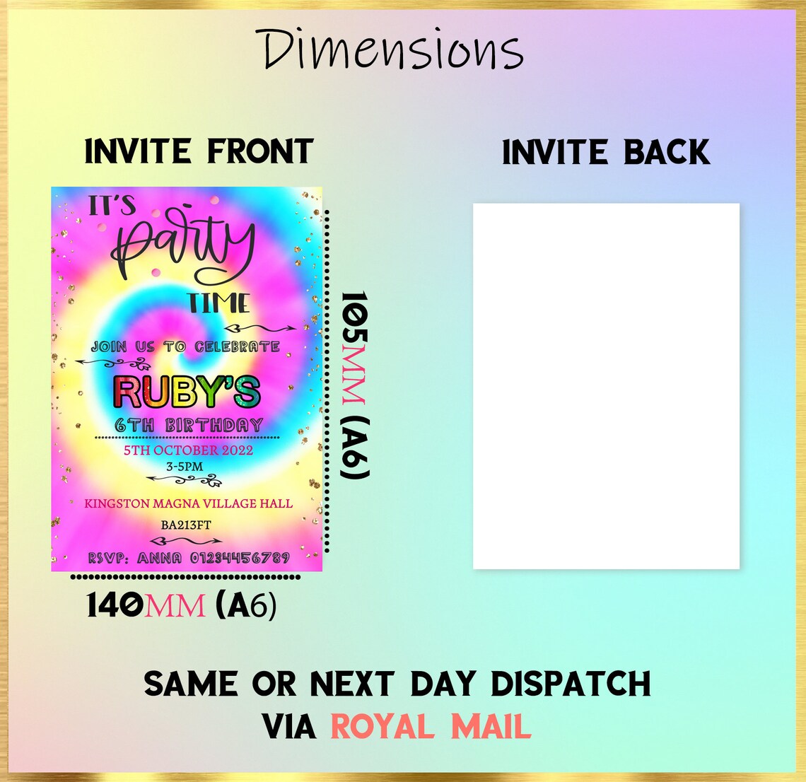 Personalised Tie-dye Birthday Invitations - Etsy UK