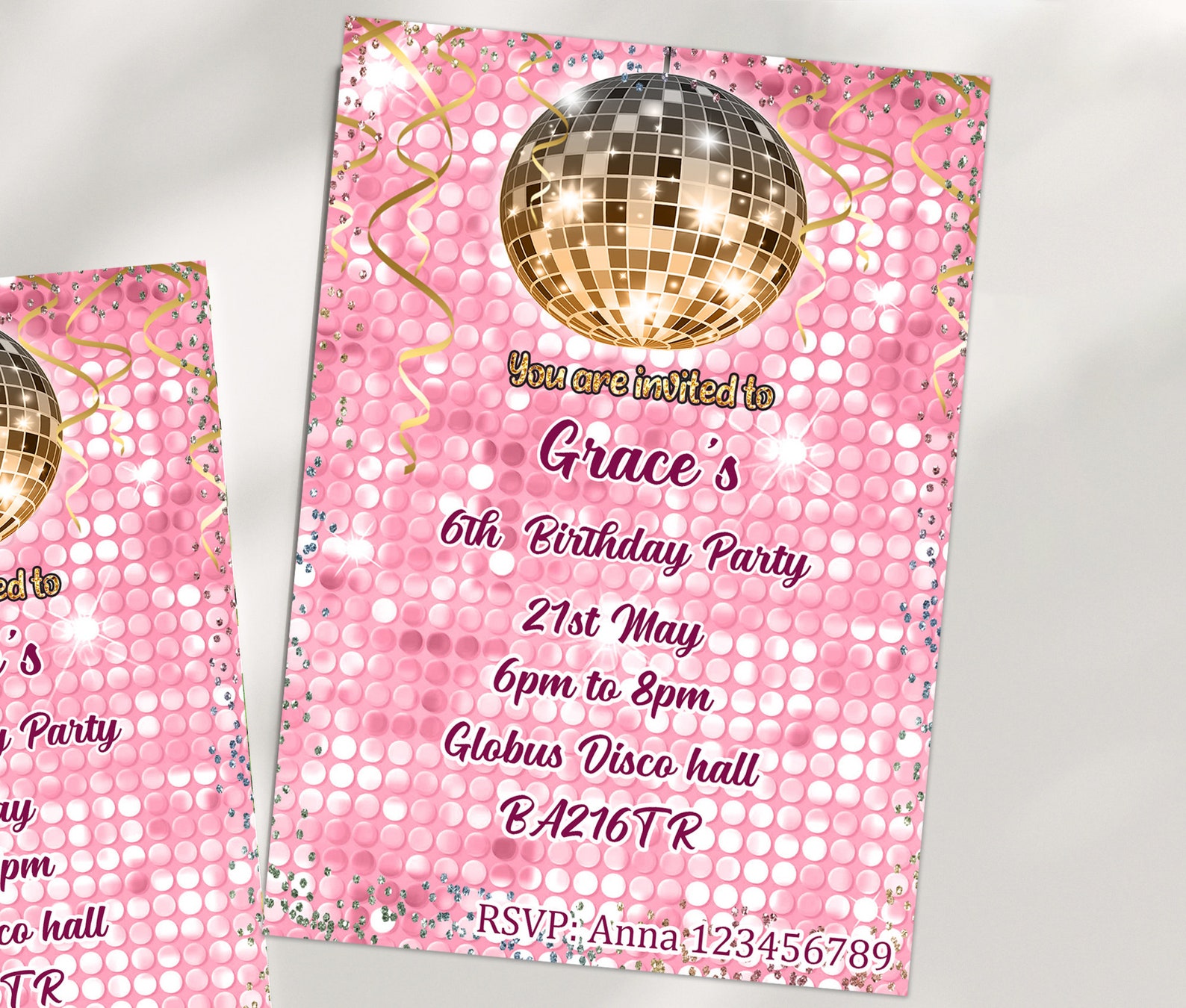 Personalised Disco Ball Birthday Invitations, Disco Birthday Party ...
