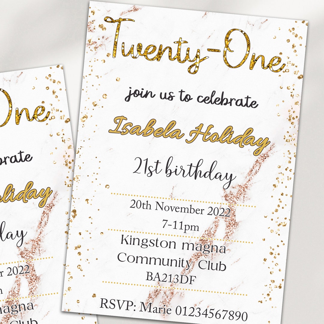 Personalised 21st Birthday Invitation, Twenty First Party Invitations ...