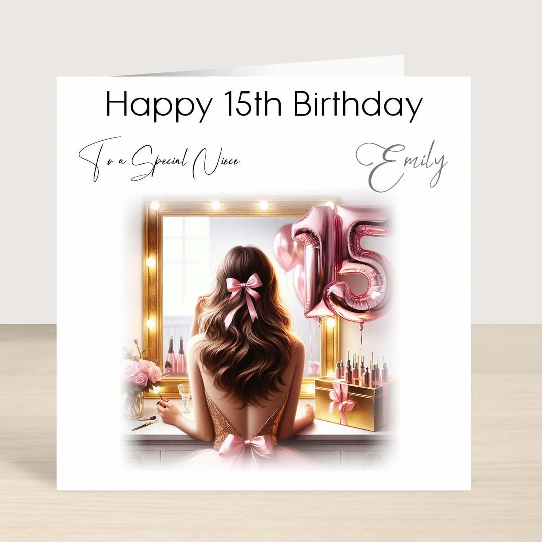 Personalised 15th Birthday Card Girls for Granddaughter Niece Daughter ...