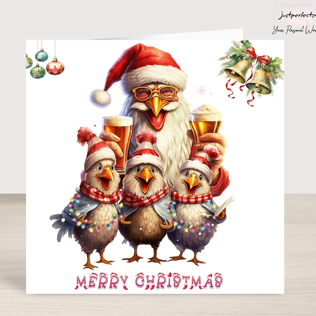 Funny Chicken Christmas Card Pack of 3,5,10,merry Christmas Chicken ...