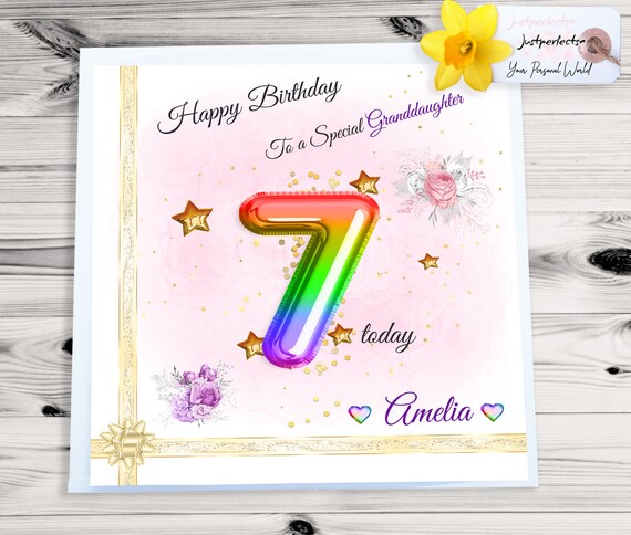Personalised 7th Birthday Card Glitter Effect Card for - Etsy UK