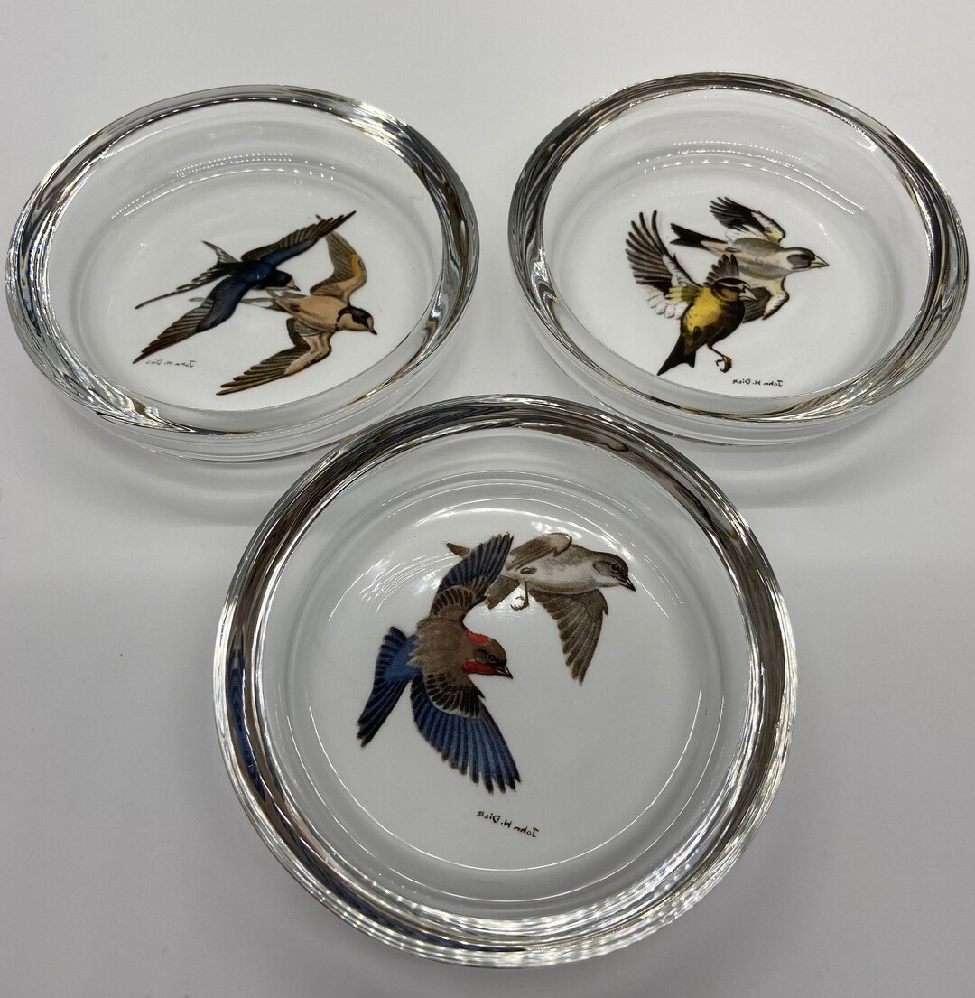 Vintage Glass Coasters With Birds - Etsy