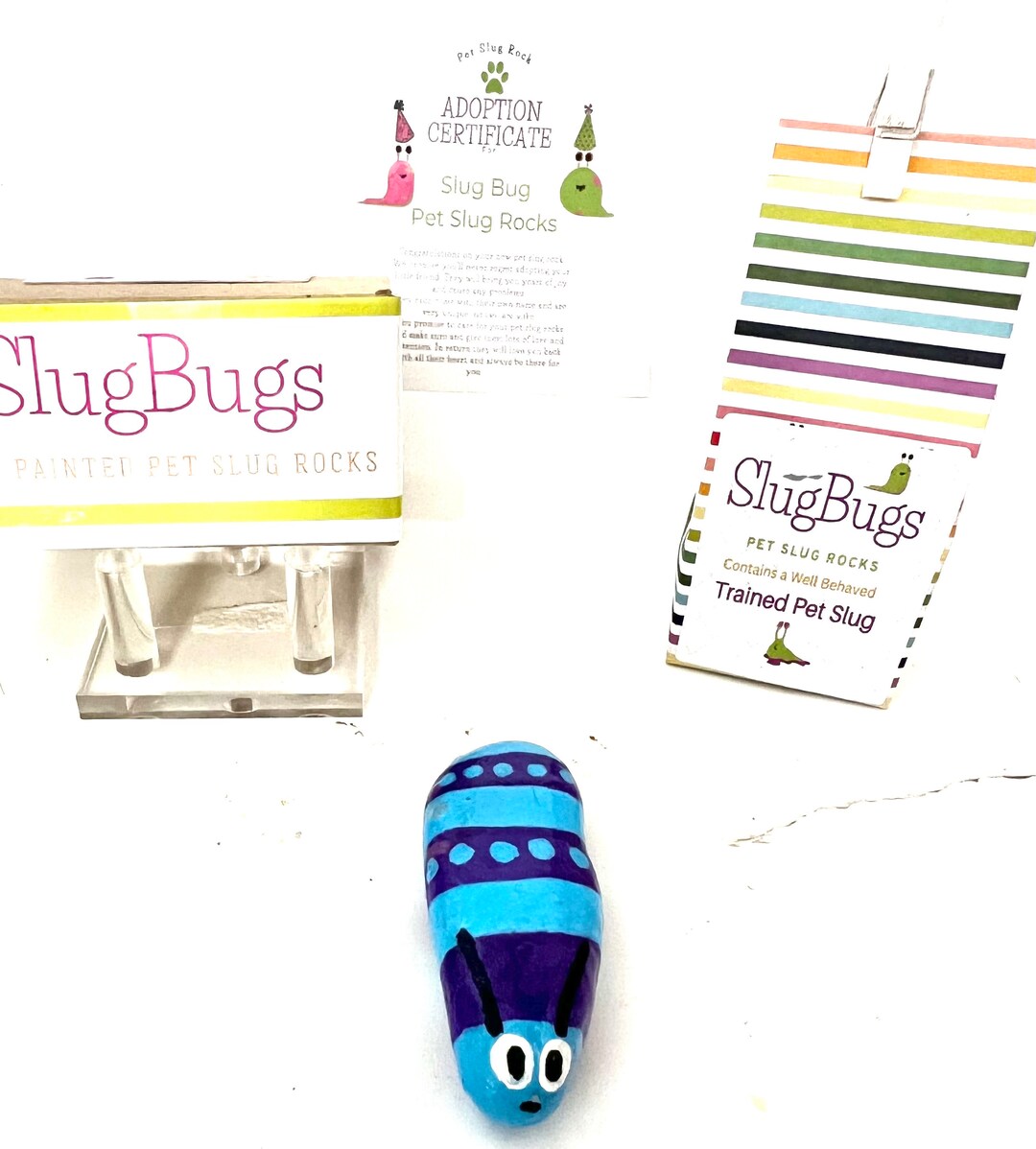 Rock Pets Pet Slug Rocks Hand Painted Pet Rock Adopt A Pet Worry Stone ...