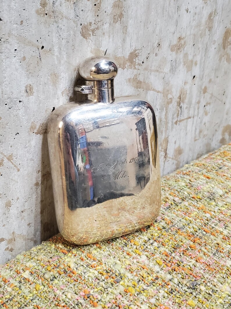 Antique Silver Hip Flask 1917 - Etsy