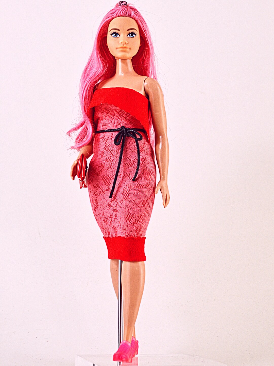 Curvy Doll Pink/red Dress Doll Clothing PIPDOLLS - Etsy
