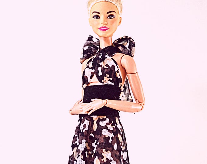 Tie Dress With Velvet Waist | Fashion Doll Clothing | PIPDOLLS - Etsy