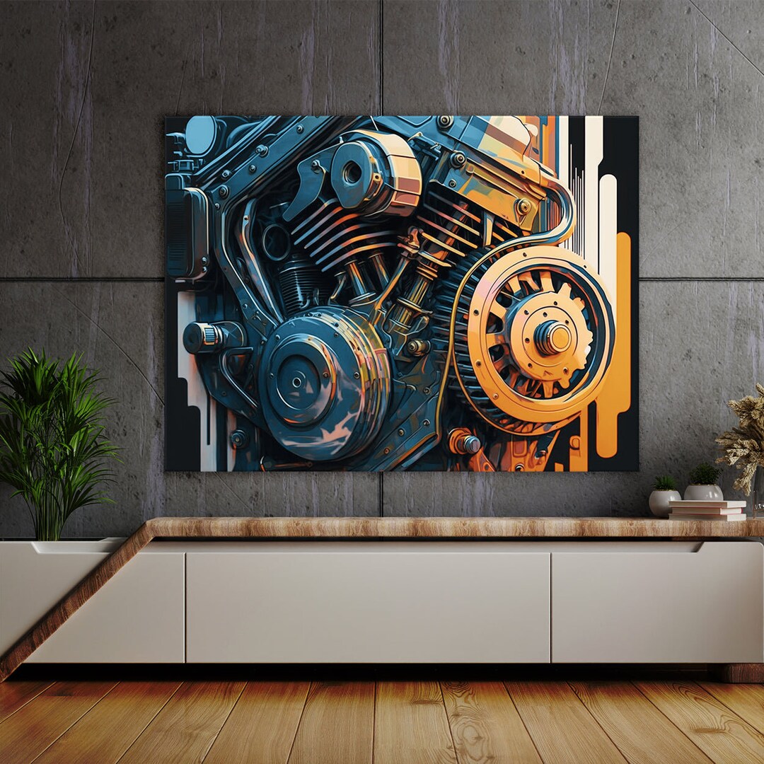 Mechanics Abstract Engine 26 Canvas | Wall Art Home Decoration Painting ...