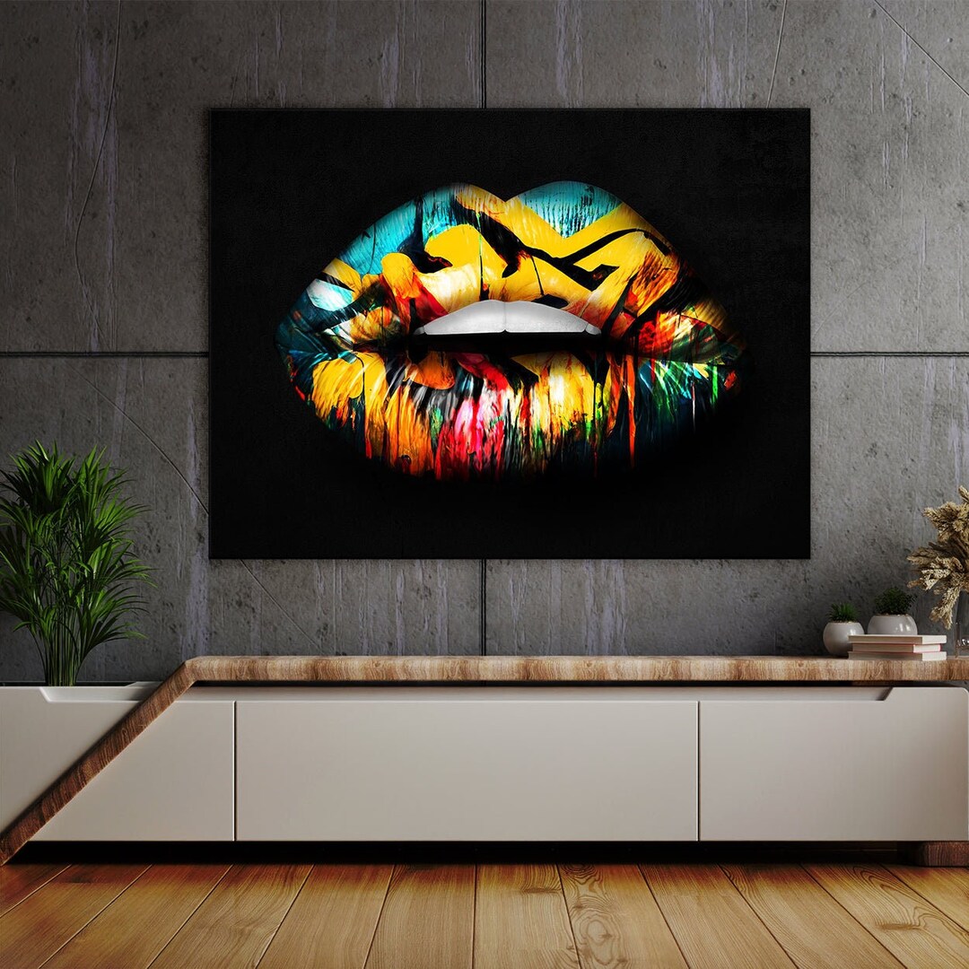 Lips Graffiti Canvas Wall Art Decor - Etsy