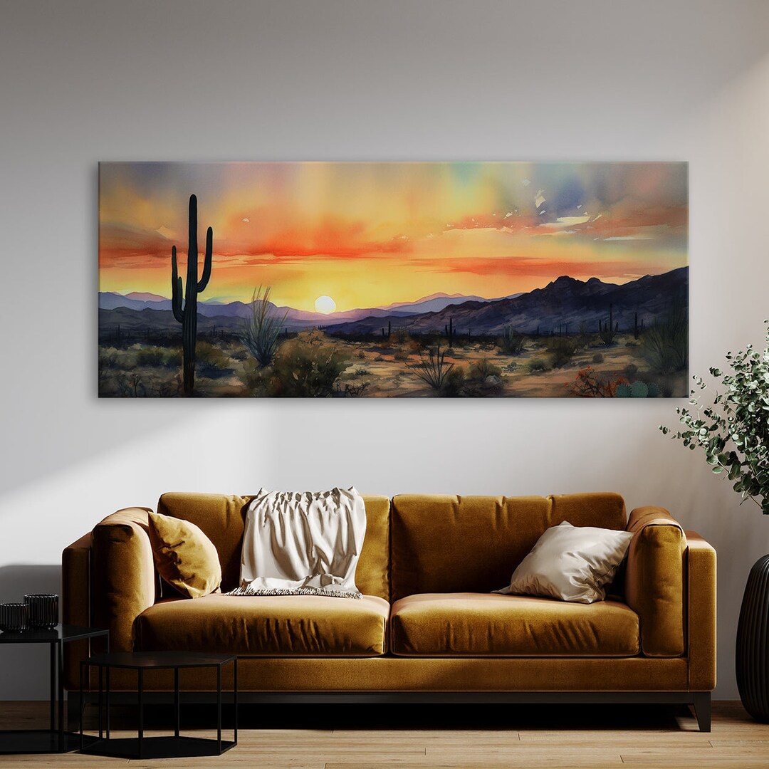 Desert Landscape Watercolor 4 Canvas Wall Art Home Decoration Painting ...