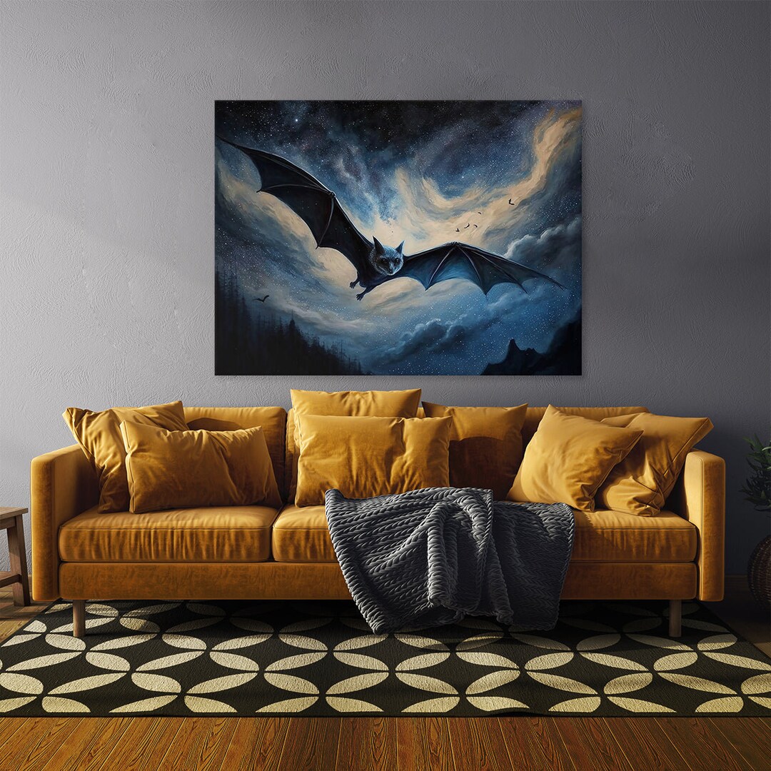 Bat Starry Sky 17 Canvas Wall Art Decor - Etsy