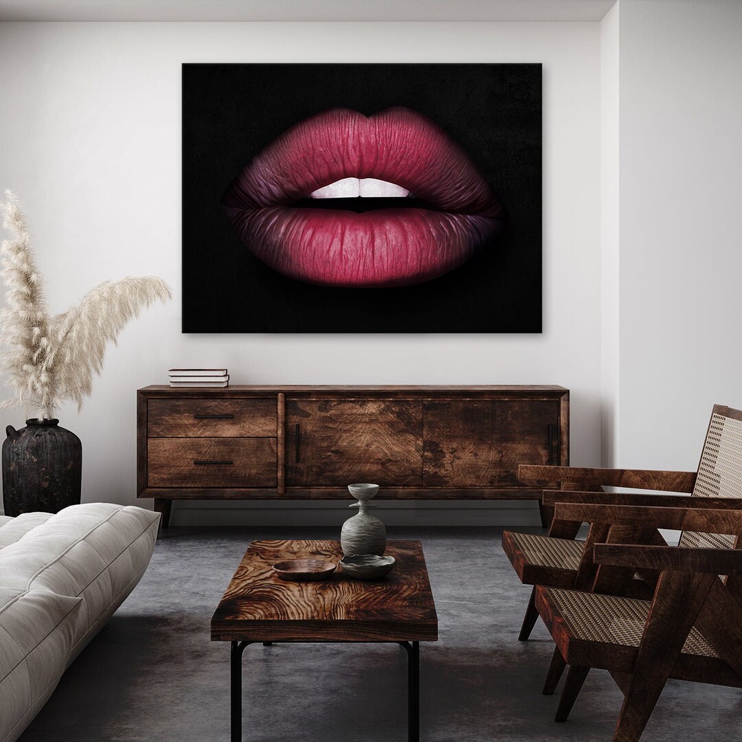 Red Lips Canvas Wall Art Decor - Etsy