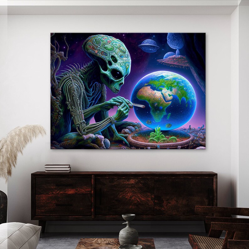 Dmt Trippy Alien Creating Humans 16 Canvas Wall Art Decor - Etsy