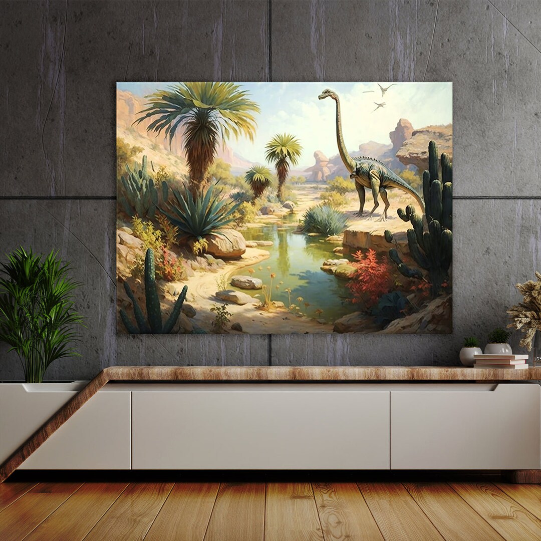 Dinosaur Oasis Dinosaurs Sun 10 Canvas Wall Art Decor - Etsy