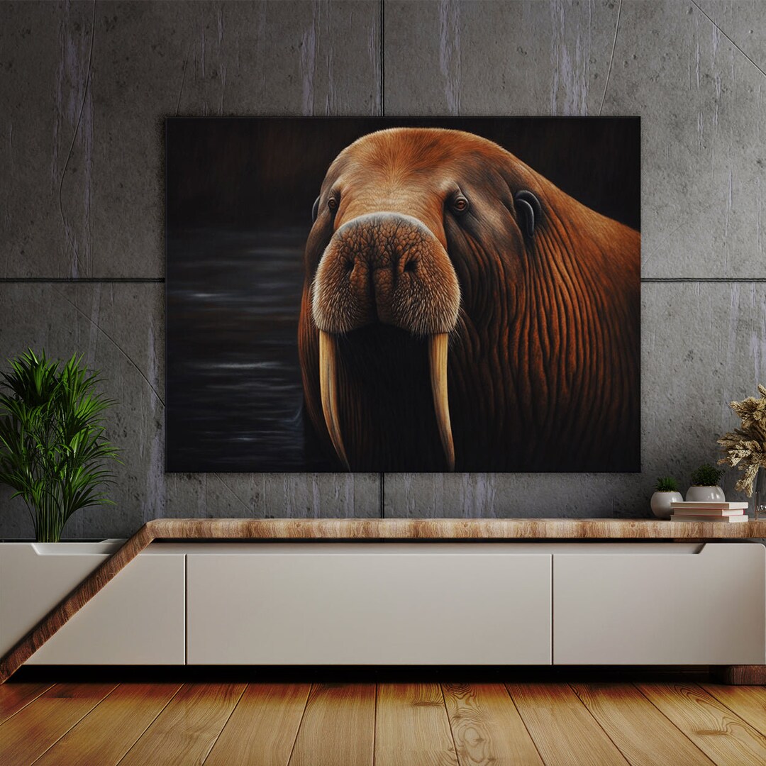 Walrus Realistic Portrait 3 Canvas | Wall Art Home Decoration Painting ...