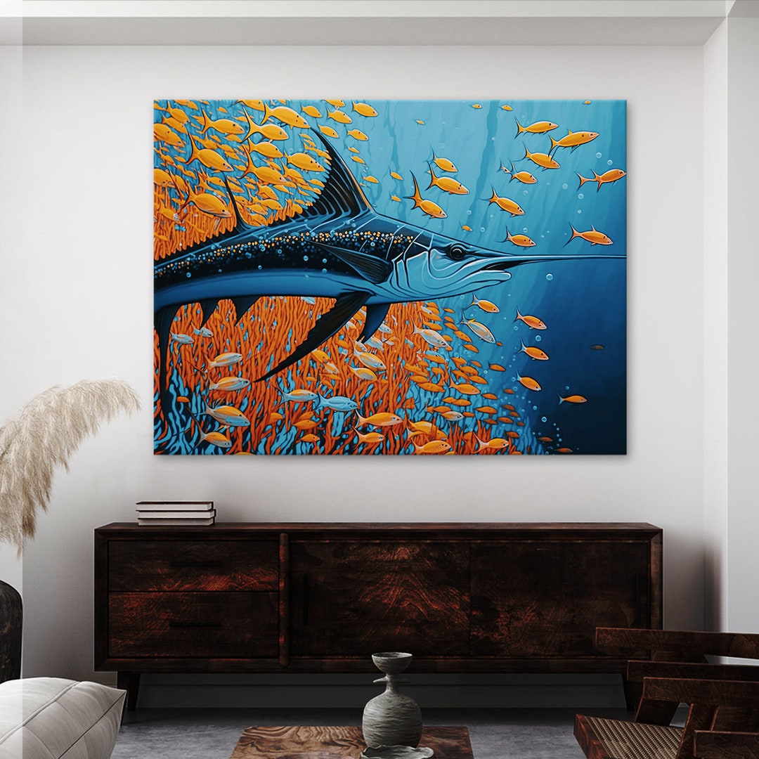 Swordfish Vibrant Scene 7 Canvas | Wall Art Home Decoration Painting ...