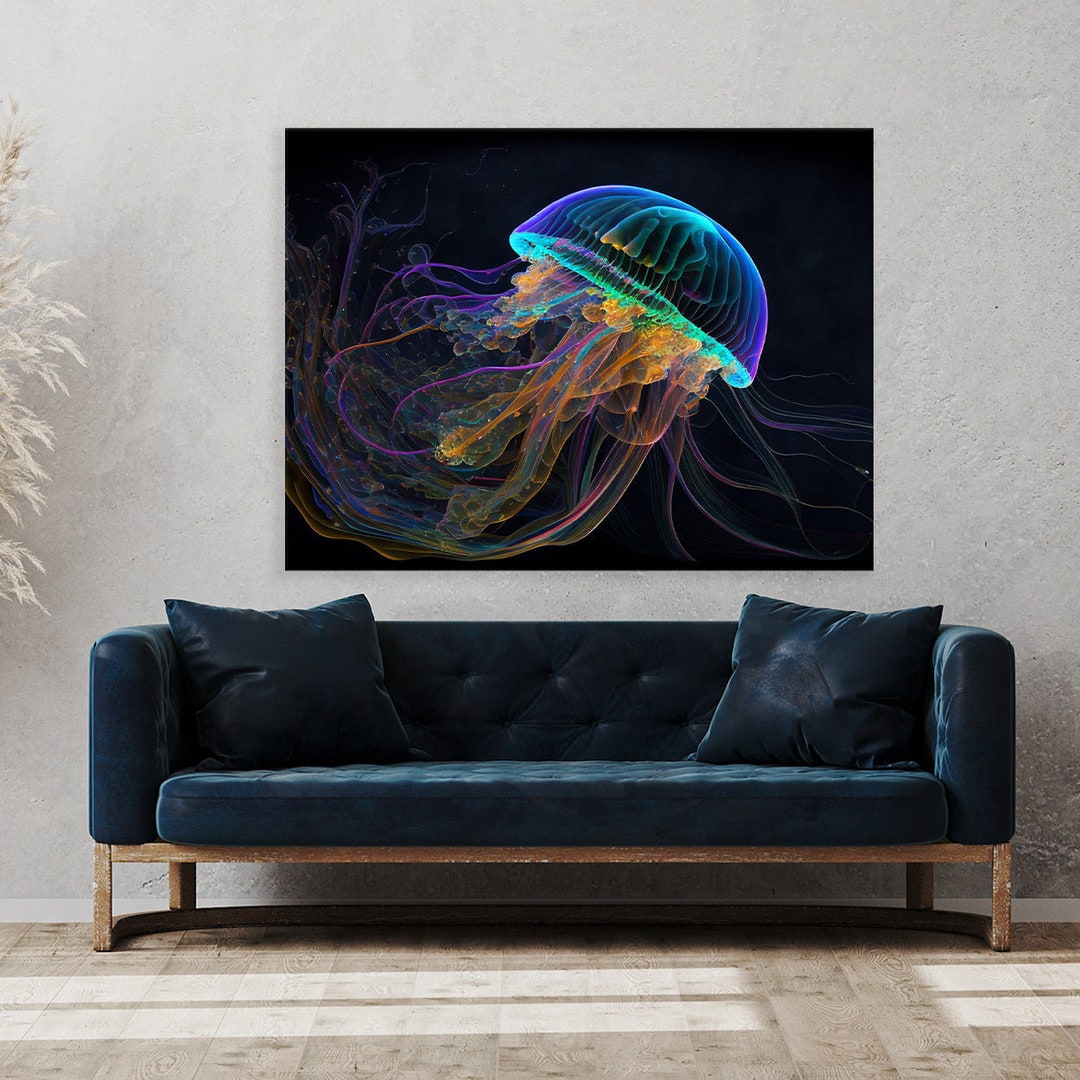 Trippy Psychedelic Jellyfish 39 Canvas Wall Art Decor - Etsy