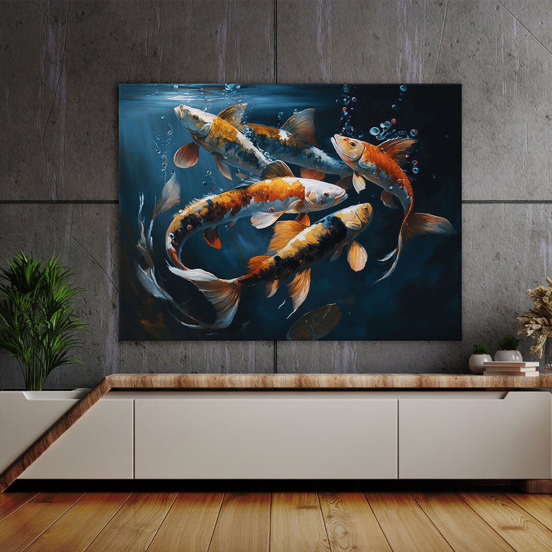 Koi Fish Artwork 7 Canvas | Wall Art Home Decoration Painting Poster ...