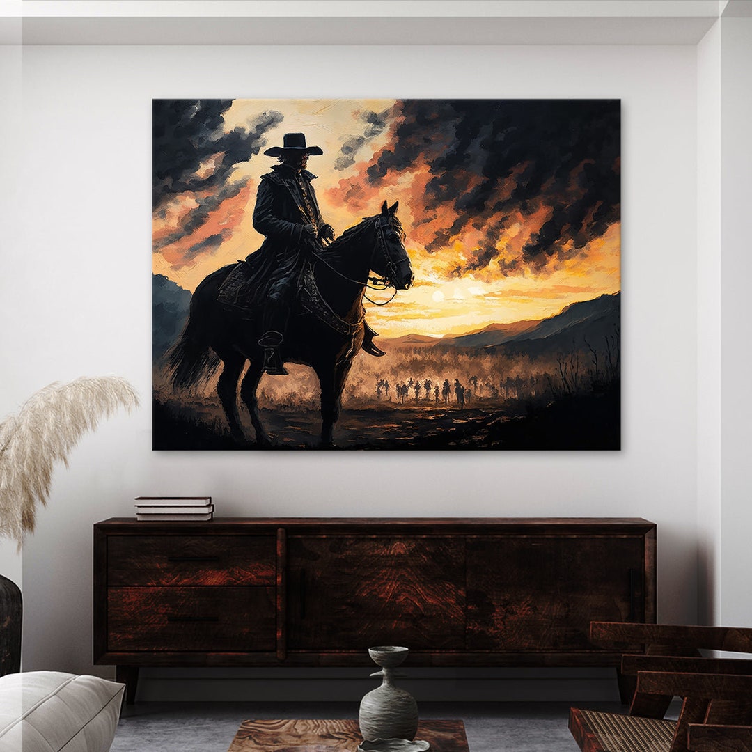 Cowboy Sunset 45 Canvas Wall Art Decor - Etsy