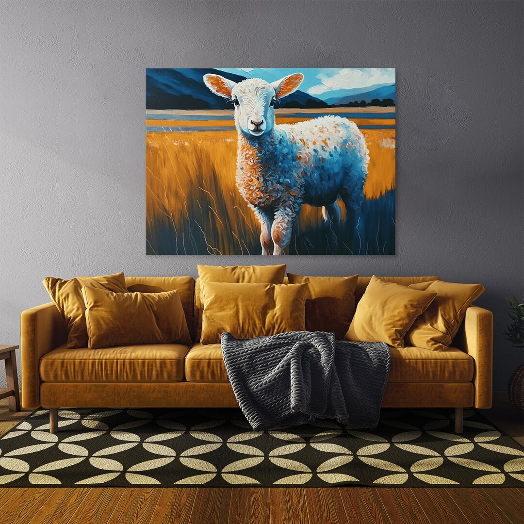 Sheep Vibrant Lamb Scene 21 Canvas | Wall Art Home Decoration Painting ...
