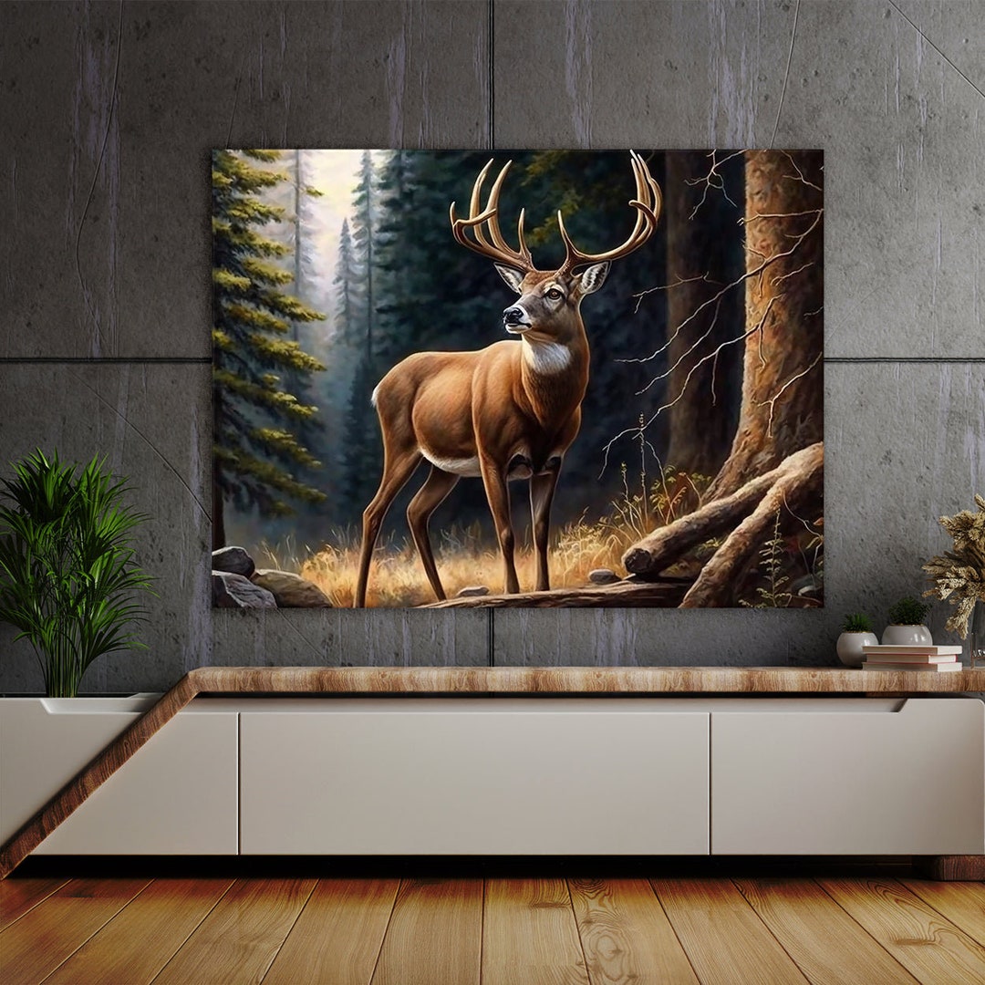 Deer Forest Buck 3 Canvas Wall Art Decor - Etsy