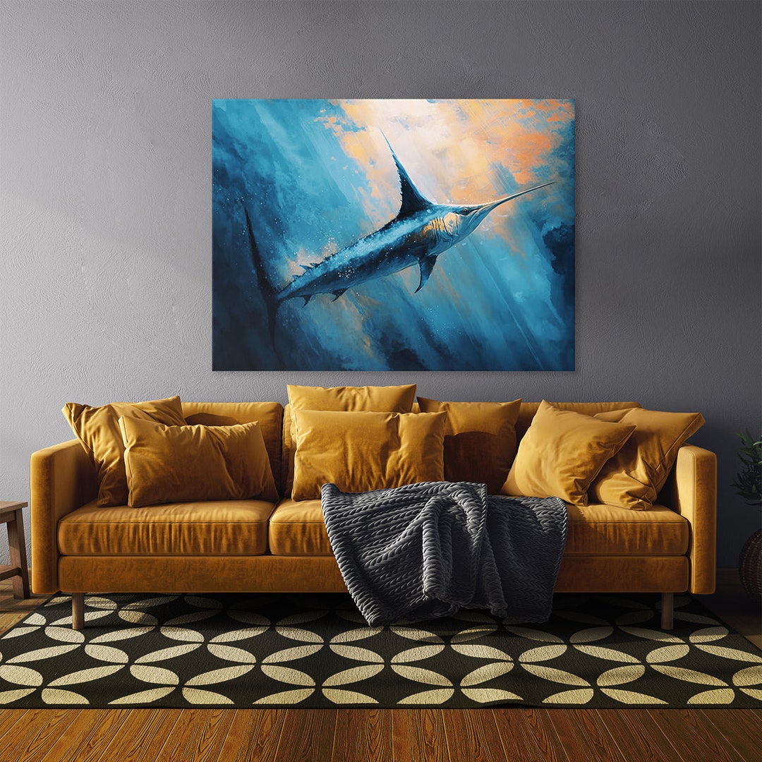 Swordfish Scene 16 Canvas | Wall Art Home Decoration Painting Poster ...