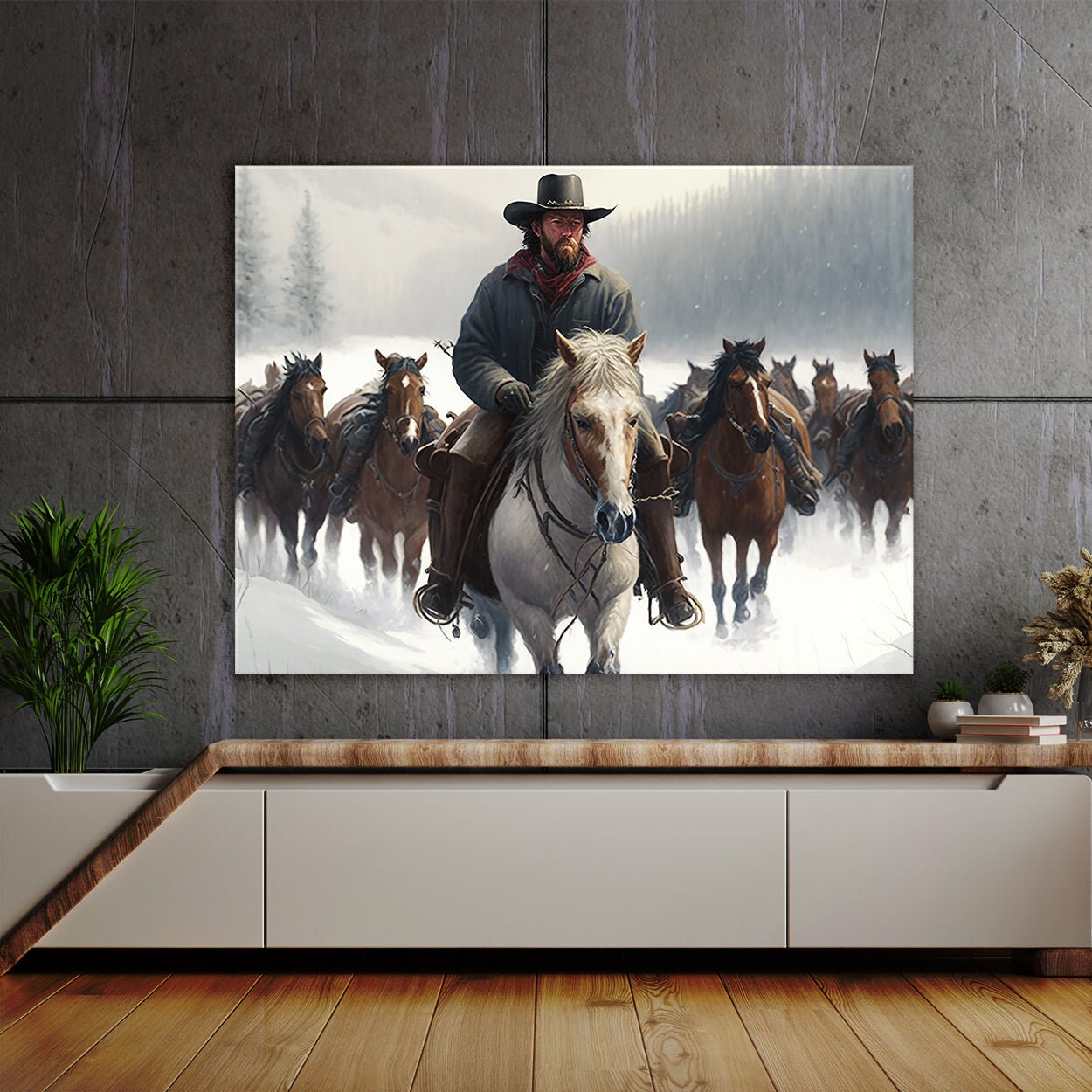 Cowboy Snow 39 Canvas Wall Art Decor - Etsy Canada
