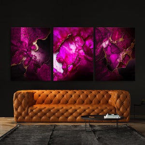 Marble Modern Luxury Magenta Canvas Wall Art Decor - Etsy