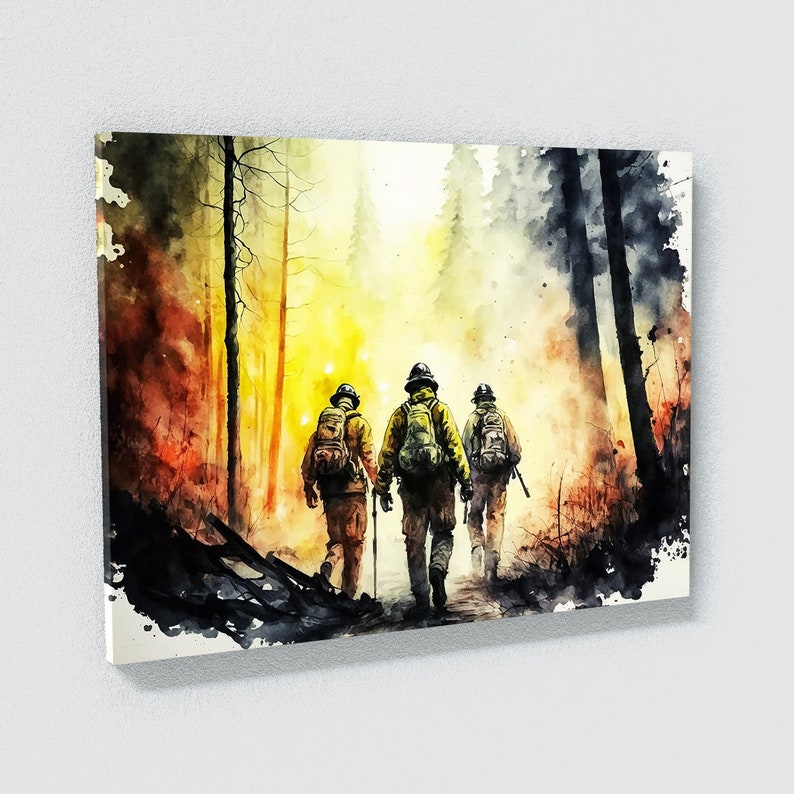 Firefighter Firefighters Forest 4 Canvas Wall Art Decor - Etsy