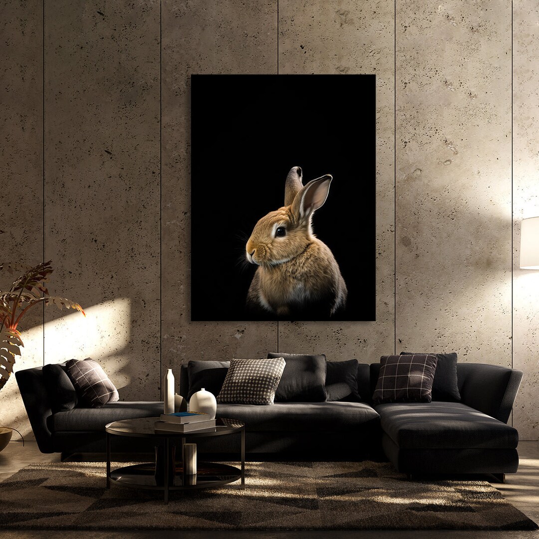 Black Rabbit Head 45 Canvas Wall Art Decor - Etsy