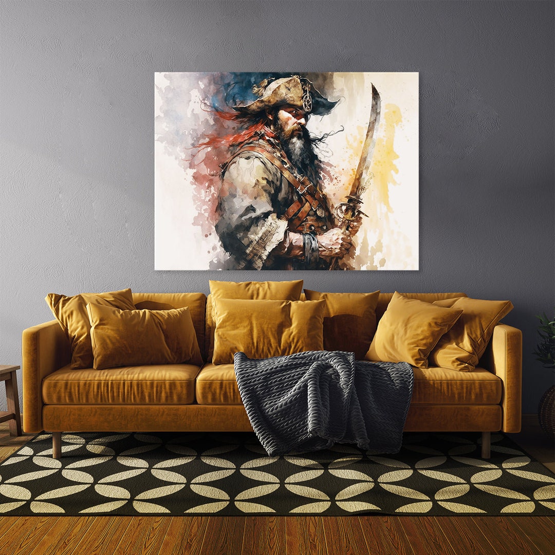 Pirate Cutlass Watercolor Battle 70 Canvas | Wall Art Home Decoration ...