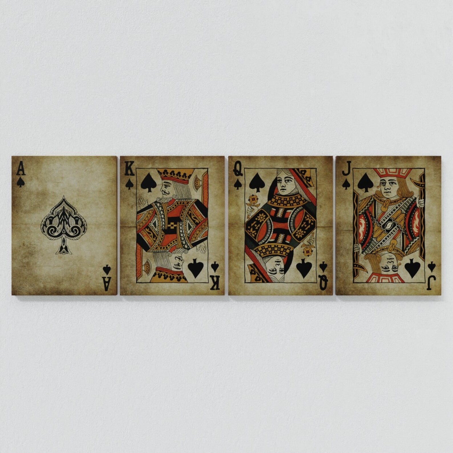 Playing Card Canvas Wall Art Set of 4 - Etsy