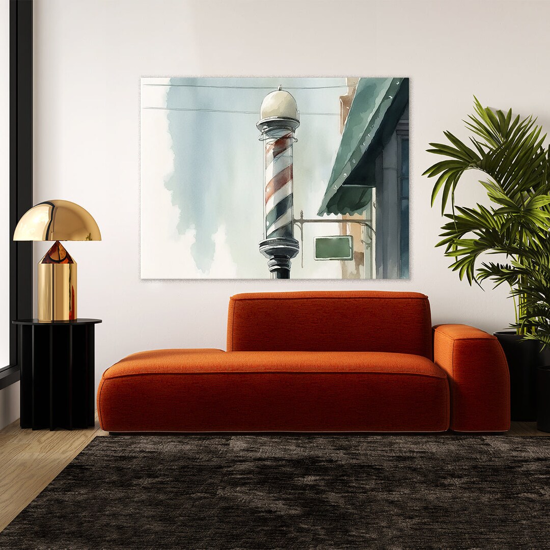 Barbershop Watercolor Pole 9 Canvas Wall Art Decor - Etsy