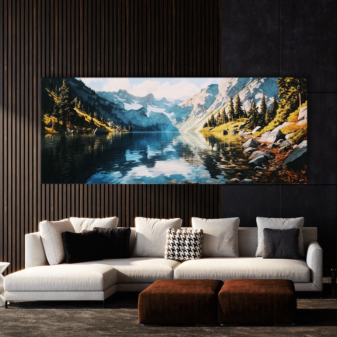 Lake Realistic Reflections Water 60 Canvas | Wall Art Home Decoration ...