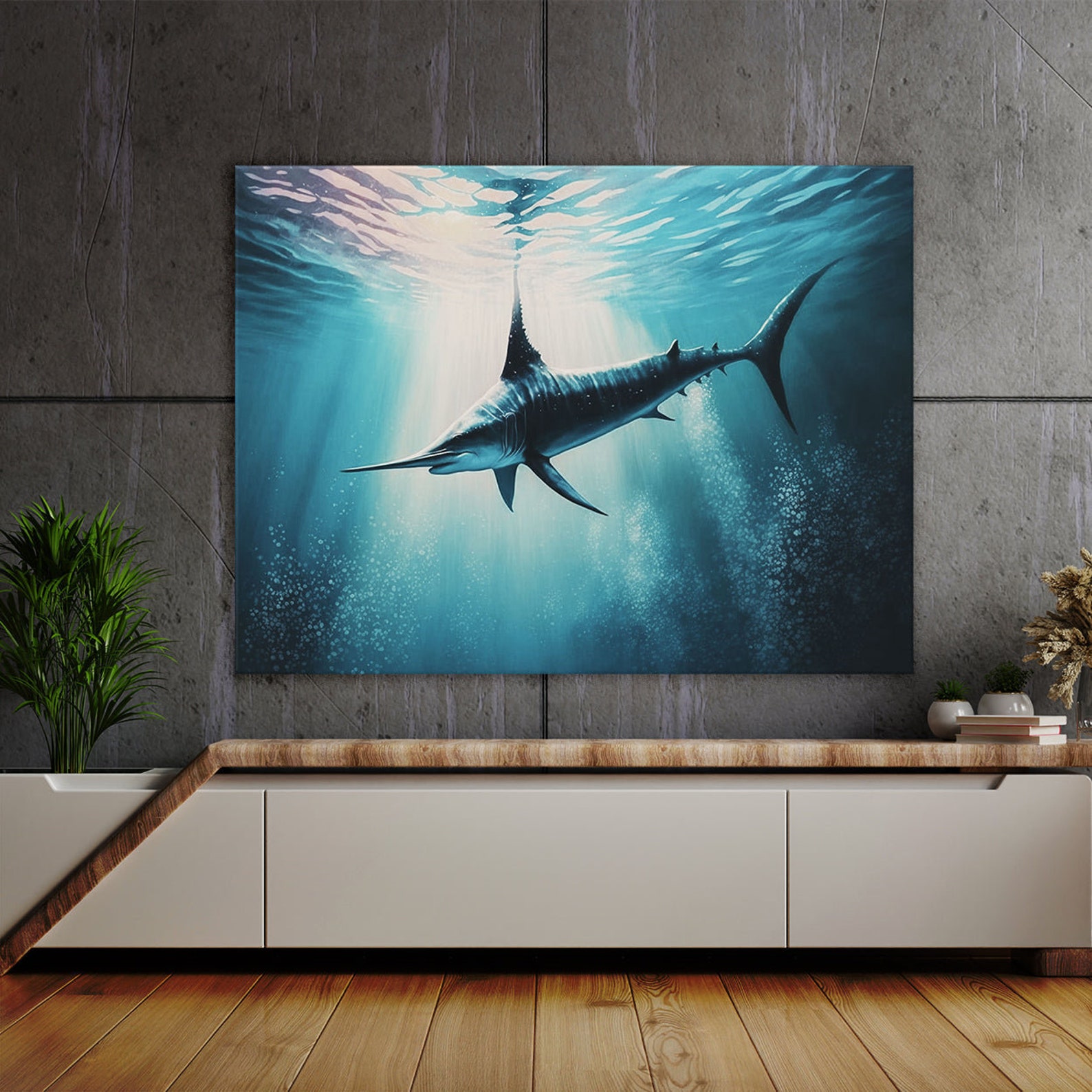 Swordfish Realistic Scene 15 Canvas | Wall Art Home Decoration Painting ...