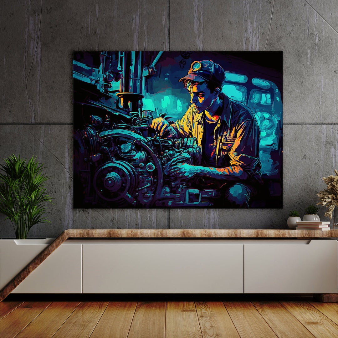 Mechanics Expressive Car 51 Canvas | Wall Art Home Decoration Painting ...