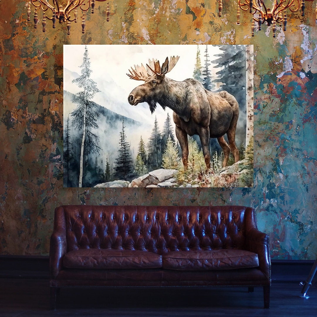 Moose Landscape 8 Canvas Wall Art Decor - Etsy