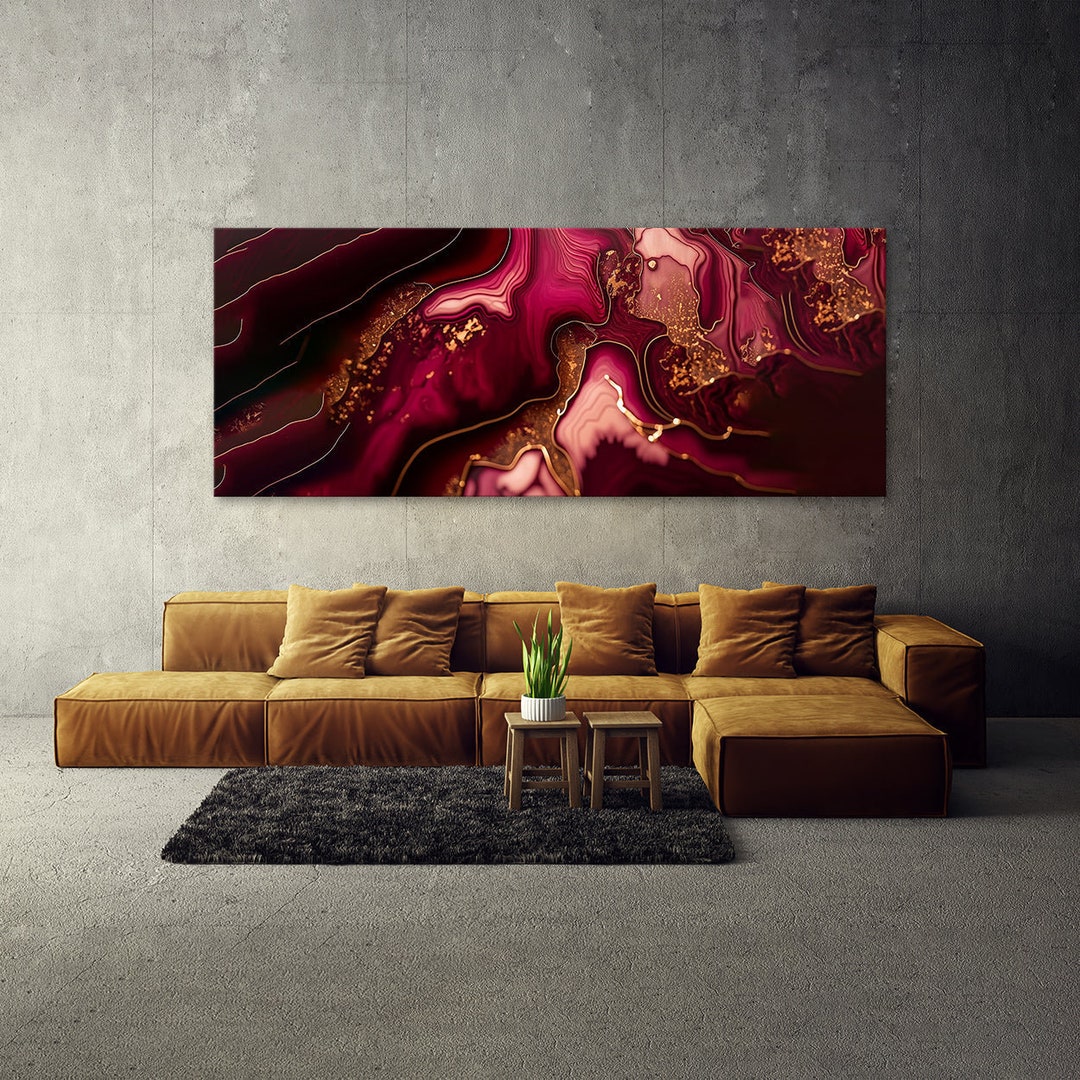 Marble Modern Luxury Ruby Red 25 Canvas Wall Art Decor - Etsy