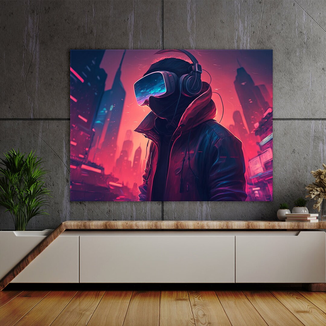 Hacker Vr Cityscape 26 Canvas | Wall Art Home Decoration Painting ...