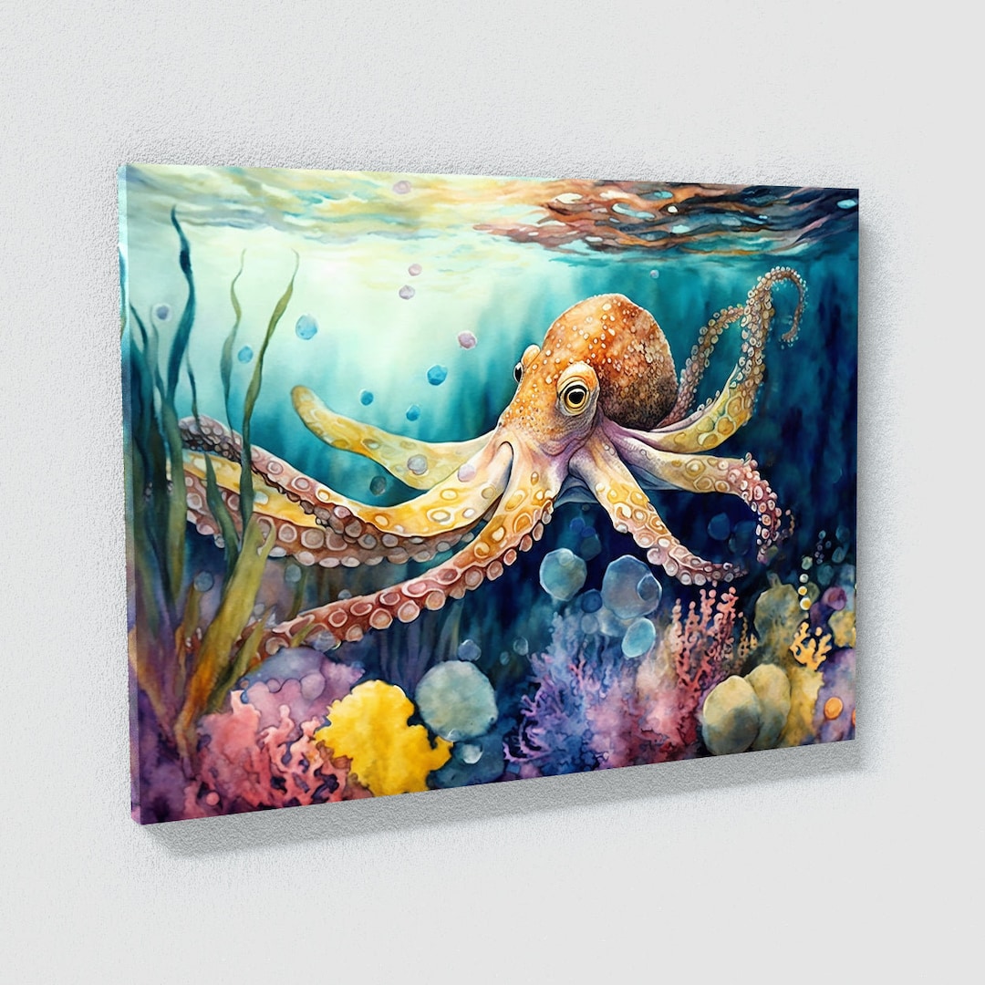 Octopus Ocean 7 Canvas Wall Art Decor - Etsy