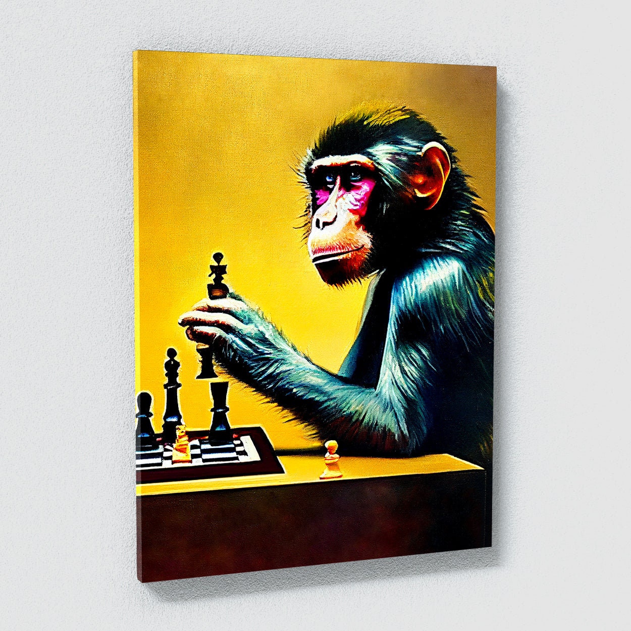 Monkey Playing Chess 1 Canvas Wall Art Decor - Etsy