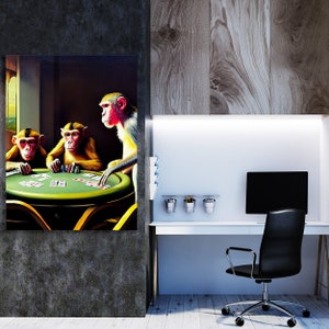 Monkeys Playing Poker 1 Canvas Wall Art Decor - Etsy