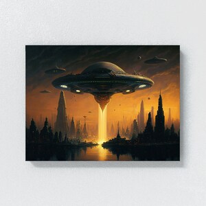 Alien Mothership City 2 Canvas Wall Art Decor - Etsy