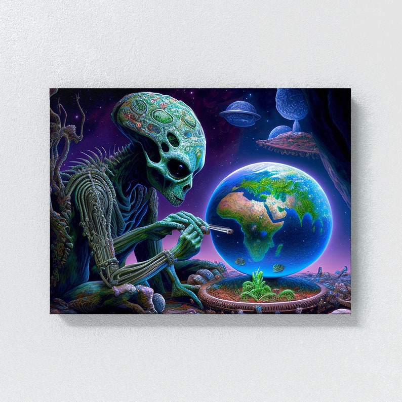 Dmt Trippy Alien Creating Humans 16 Canvas Wall Art Decor - Etsy