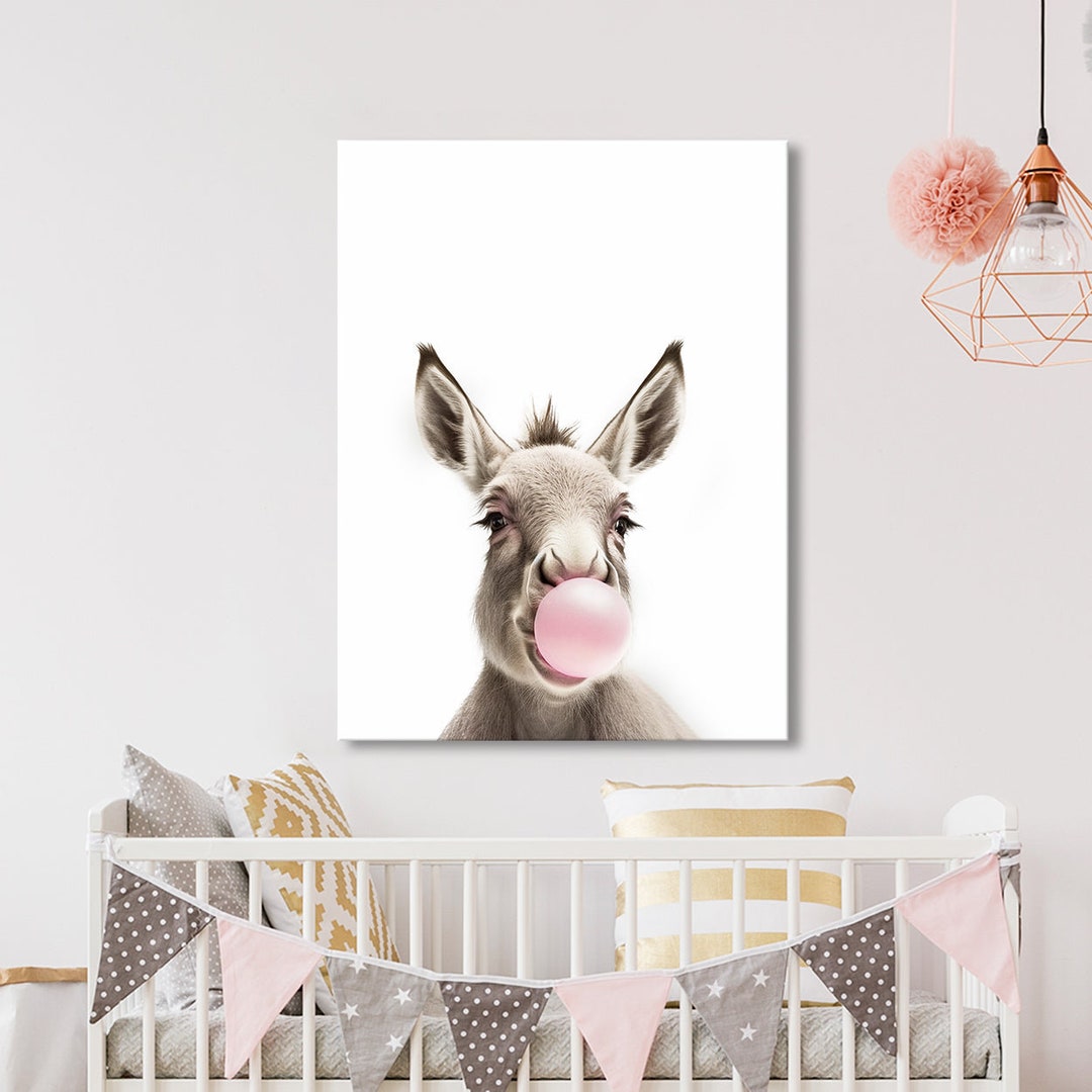 Nursery Baby Donkey Bubble Gum 37 Canvas Wall Art Decor - Etsy