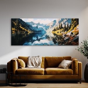 Lake Realistic Reflections Water 60 Canvas | Wall Art Home Decoration ...