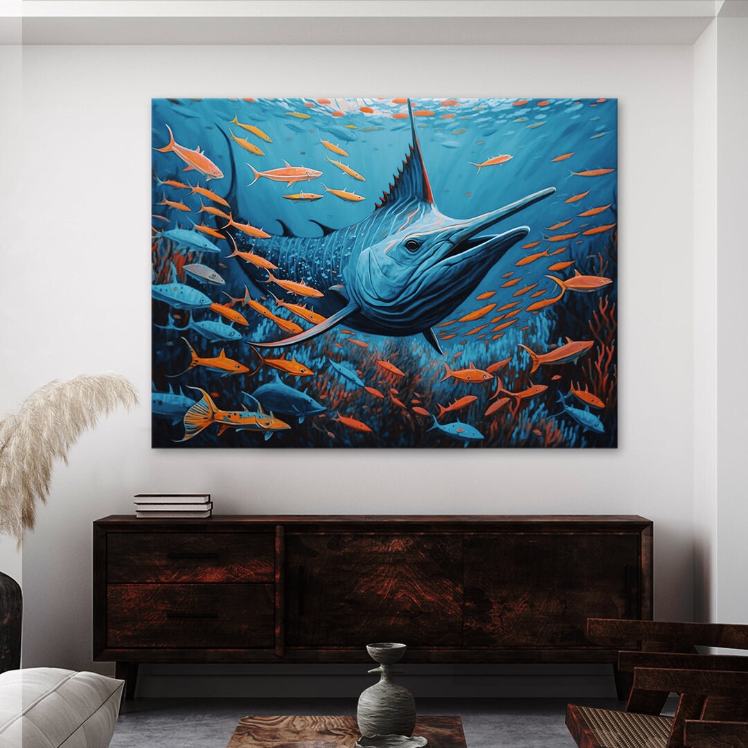 Swordfish Vibrant Scene 9 Canvas | Wall Art Home Decoration Painting ...